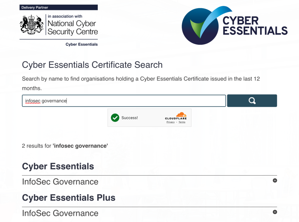 How to search for a Cyber Essentials certificate